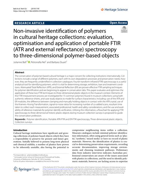 Pdf Non Invasive Identification Of Polymers In Cultural Heritage Collections Evaluation