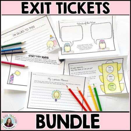Exit Tickets Exit Slips Printable Digital Google Half Page Full Page Bundle The Owl