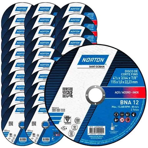 Disco De Corte Bna 12 Para Metal E Inox 4 1 2 Pol Kit Com 25 Unidades