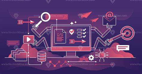 Marketing Automation And Digital Ai Content Ads Creation Outline Concept Vectormine