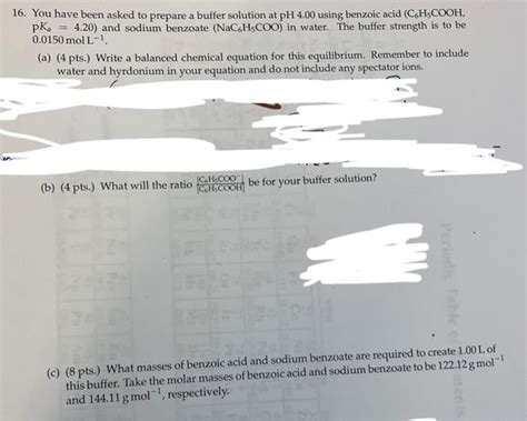 Solved You Have Been Asked To Prepare A Buffer Solution Chegg