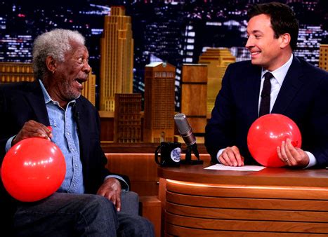 Morgan Freeman Jimmy Fallon Do Interview On Helium Hilarious Video