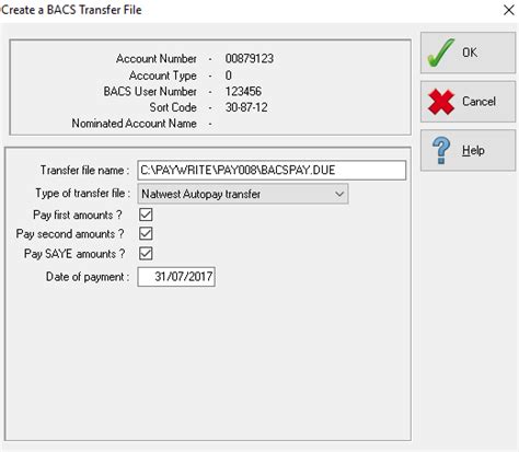 Creating A BACS Transfer File