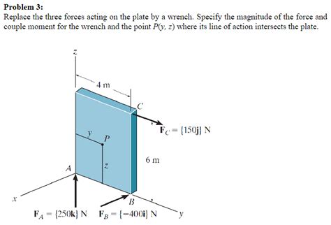 Solved Problem 3 Replace The Three Forces Acting On The