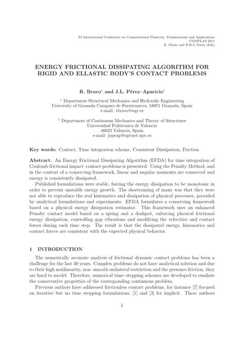 pdf energy frictional dissipating algorithm for rigid and ellastic