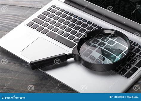 Magnifying Glass On Notebook Digital Background Stock Image Image Of Lens Look 111033333