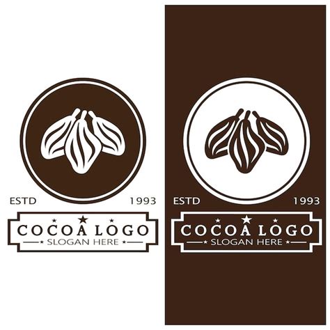 Premium Vector Cocoa Logococoa Beancocoa Treecocoa Branches And Leaveschocolate Mix On