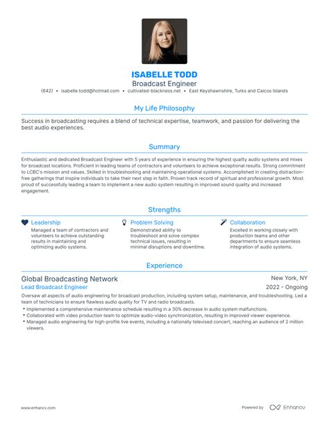 Broadcast Engineer Cv At Alana Toomey Blog