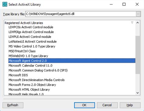 select activex library dialog testcomplete documentation