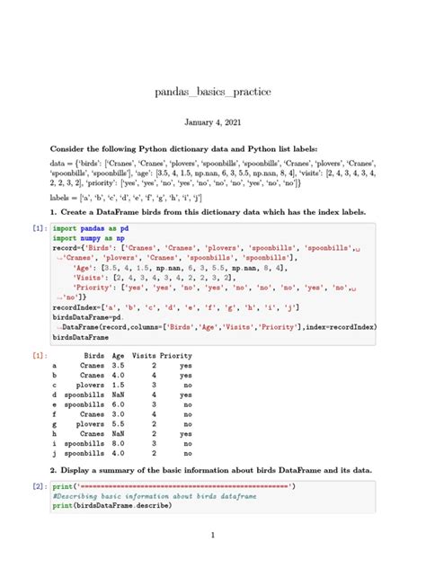 Pandas Basics Practice Consider The Following Python Dictionary