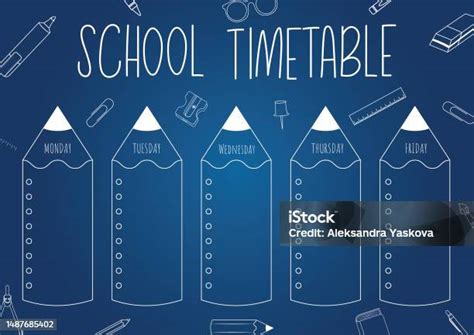 학교 일정 연필로 요일을 쓰는 아이들을 위한 시간표 주간 시간표 교육 수업 일기 A4 용지 크기 수첩에 대한 스톡 벡터 아트 및 기타 이미지 Istock
