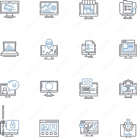 Programming Technology Line Icons Collection Coding Algorithms