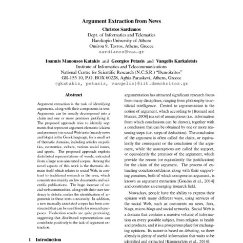 Argument Extraction From News Acl Anthology