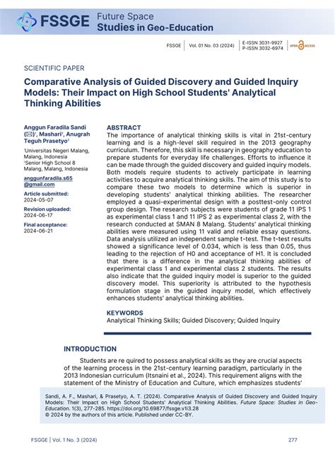 Pdf Comparative Analysis Of Guided Discovery And Guided Inquiry