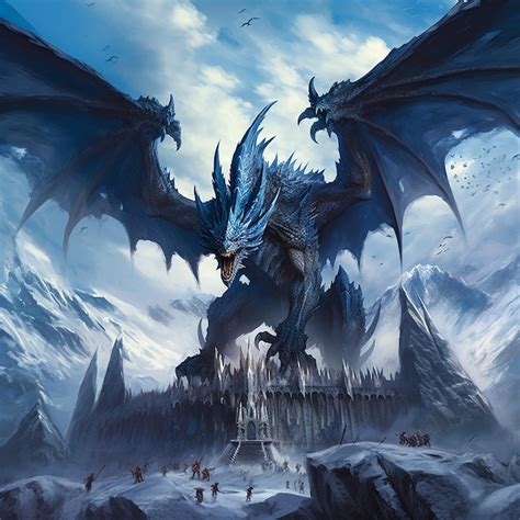 Premium Ai Image Sindragosa Flying Above Icecrown Citadel Epic World