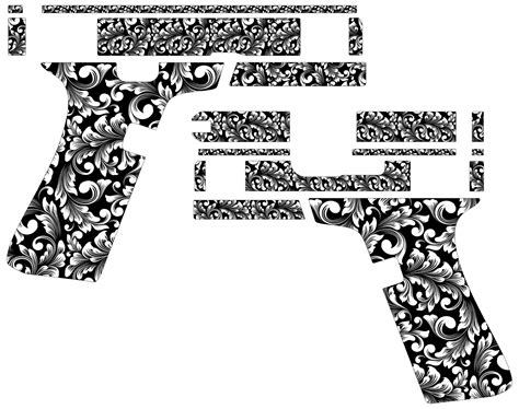 Artstation Glock 43x Gun Scroll Pattern Svg Template Vector File For