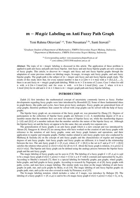 Pdf M Magic Labeling On Anti Fuzzy Path Graph