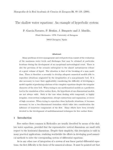 The Shallow Water Equations An Example Of Hyperbolic System Pdf Eigenvalues And Eigenvectors