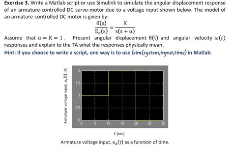 solved exercise 3 write a matlab script or use simulink to