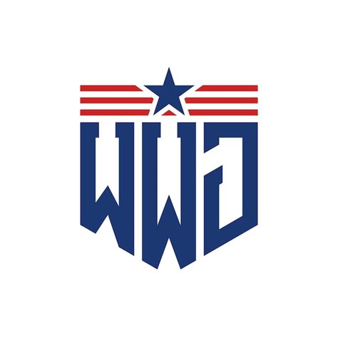 Premium Vector Patriotic Wwj Logo With Star And American Flag Straps