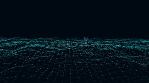 Vector Digital Technology Wave Dark Cyberspace With Motion Dots And Lines Futuristic Digital