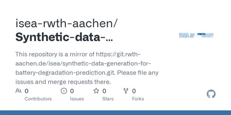 Github Isea Rwth Aachen Synthetic Data Generation For Battery Degradation Prediction This