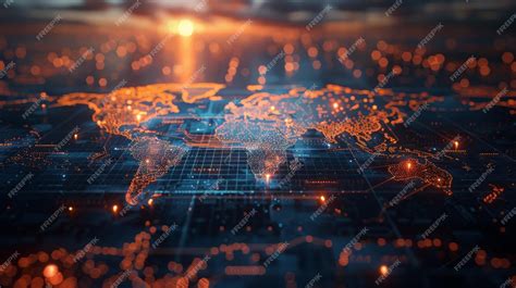 Premium Photo Techno Global Map With Circuitry Patterns Conveying Digital Connectivity