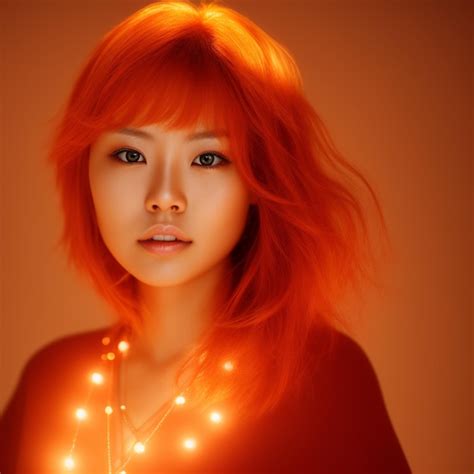 Premium Photo A Woman With Orange Hair And A Glowing Orange Light On Her Chest