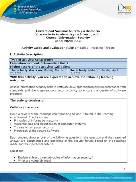 Activities Guide And Evaluation Rubric Unit 2 Task 3 Modeling Threats Pdf Information