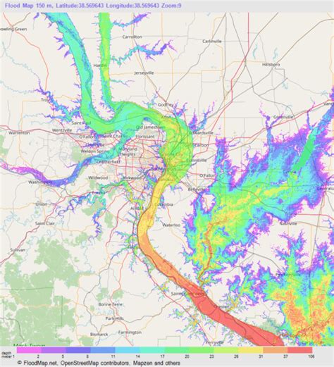 London Uk Flood Map Elevation Map Sea Level Rise Map