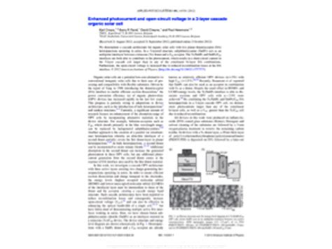 Enhanced Photocurrent And Open Circuit Voltage In A 3 Layer Cascade