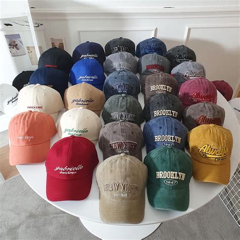 데일리 빈티지 워싱 자수 면 볼캡 야구모자 에이블리