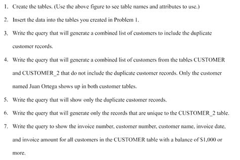 Solved Table Name Customer Begin{tabular}{ C L L R }