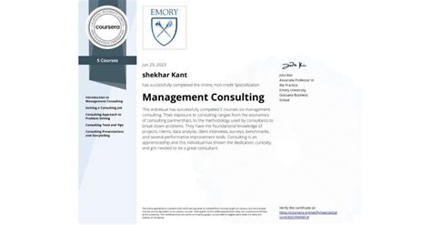 completion certificate for management consulting shekhar kant