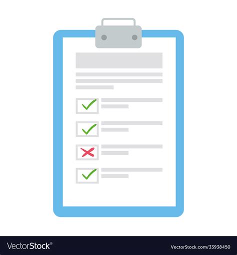 Document With Check Marks And Cross Design Vector Image