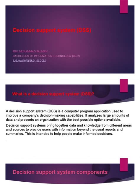 Decision Support System Dss 1 Pdf Decision Support System
