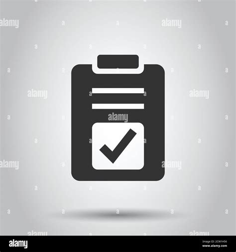 Document Checkbox Icon In Flat Style Test Vector Illustration On White Isolated Background