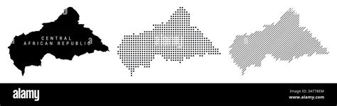 Central African Republic Detailed Silhouette Map Dotted Pattern And