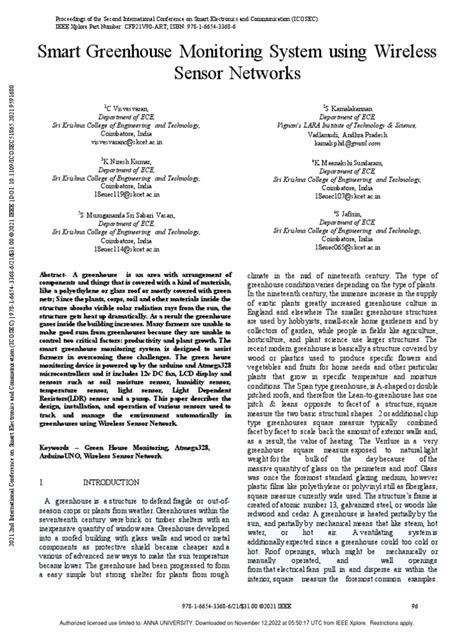 Smart Greenhouse Monitoring System Using Wireless Sensor Networks Pdf Greenhouse Fertilizer