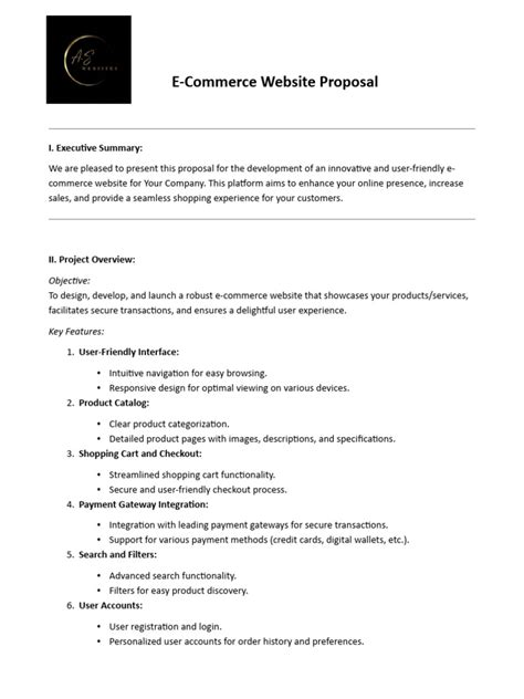 E Commerce Website Proposal Pdf Usability E Commerce