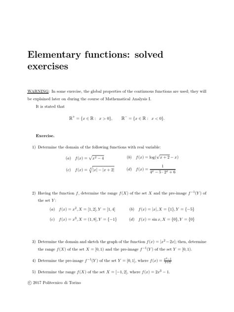 Solved Exercises Pdf Function Mathematics Monotonic Function
