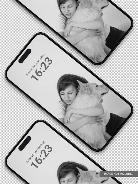 Premium Psd Set Of Three Diagonal Smartphone 14 Pro Mockup Screen