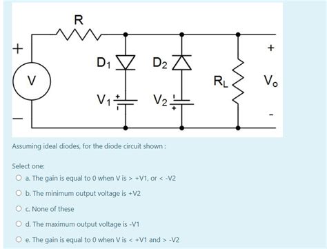 Solved R M Dv D2 V Rl Vo V12 V21 Assuming Ideal Diodes