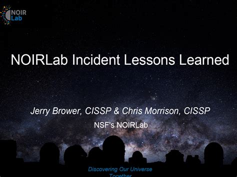 Lessons Learned From Recent Cybersecurity Incident Nsf Research Infrastructure Outreach