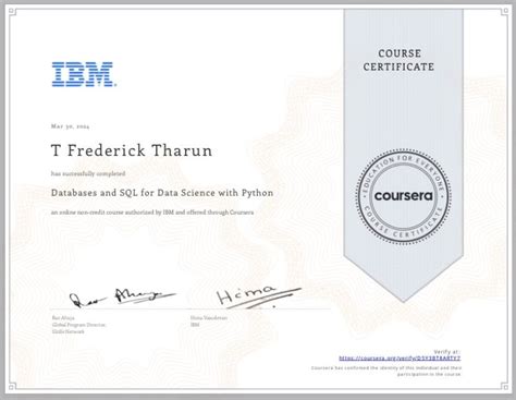 Sql Certification Ibm Frederick Tharun Theodore