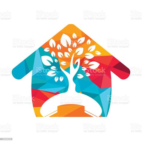 네이처 콜 벡터 로고 디자인 홈 아이콘 디자인 템플릿이있는 핸드셋 트리입니다 Brand Name Smart Phone에 대한