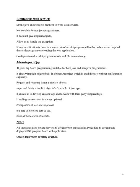 Jsp Notes Pdf Java Programming Language Computer Programming
