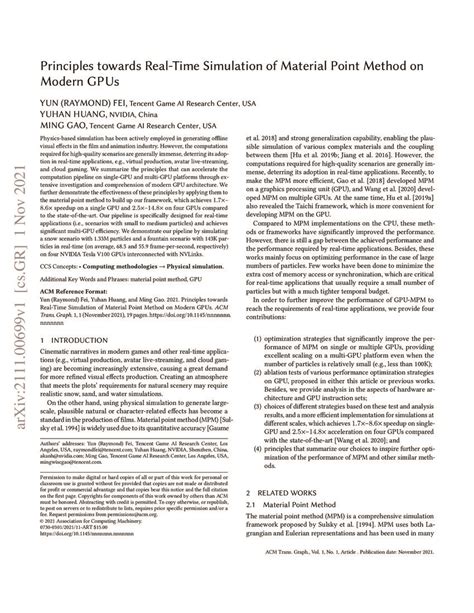 Principles Towards Real Time Simulation Of Material Point Method On