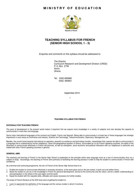 Crdd French Syllabus Pdf Reading Comprehension Educational Assessment Crdd French Syllabus Pdf Reading Comprehension Educational Assessment