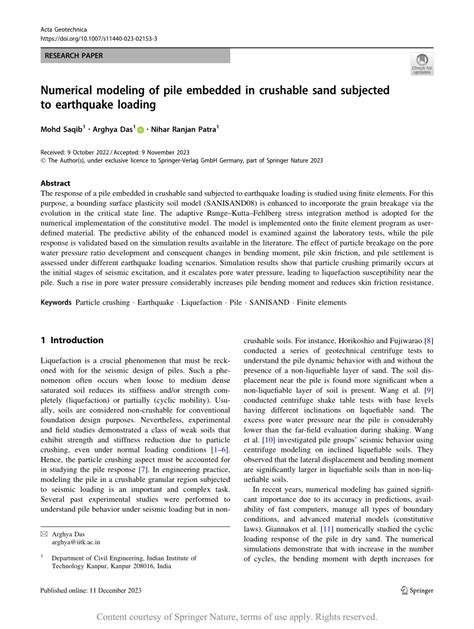 numerical modeling of pile embedded in crushable sand subjected to